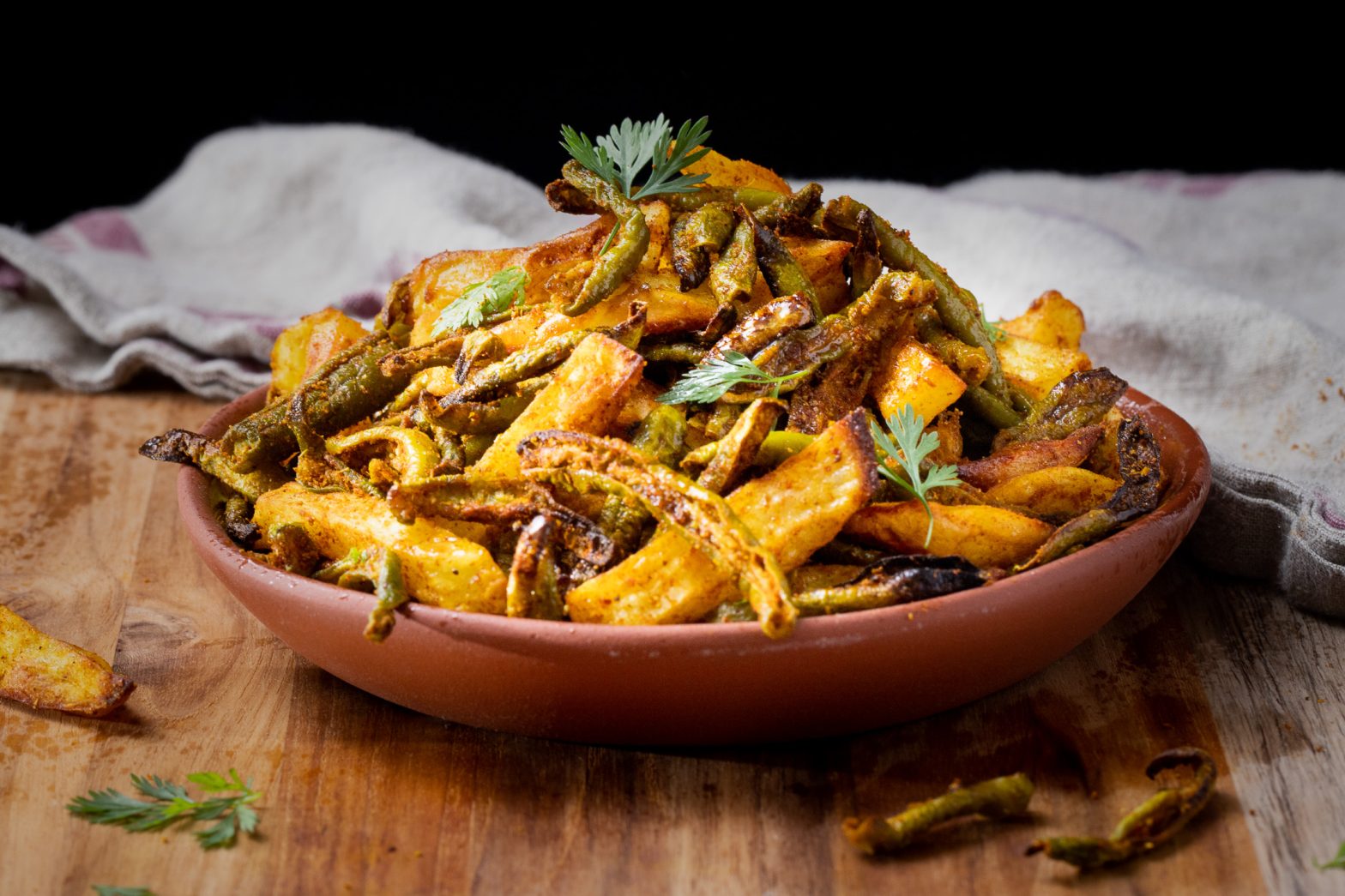 Air Fryer Tindora and Potato Fry - Indiaphile